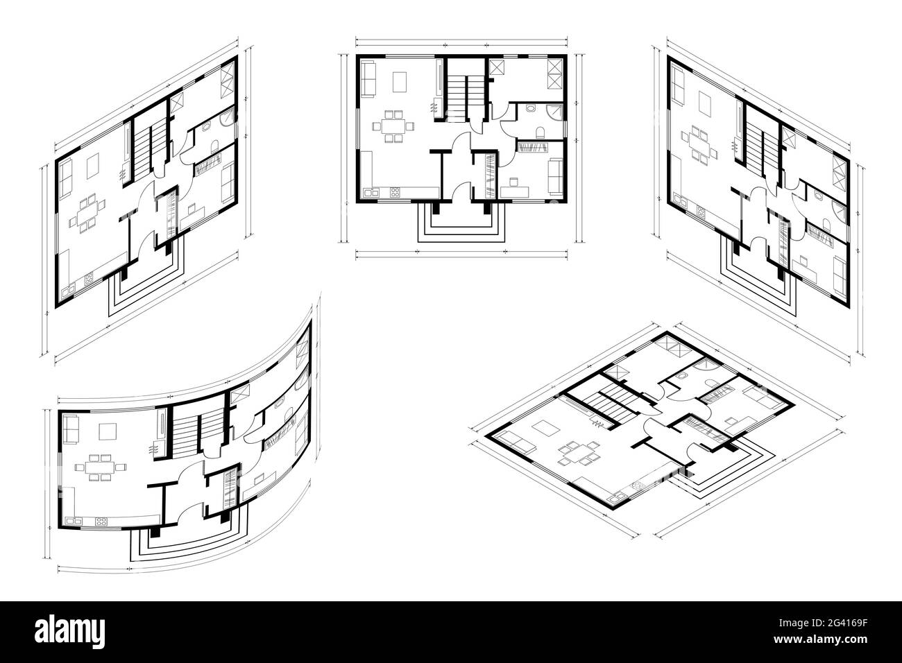 Isometric Architect Blueprint Vector Plan of Home. Blueprint House Plan ...
