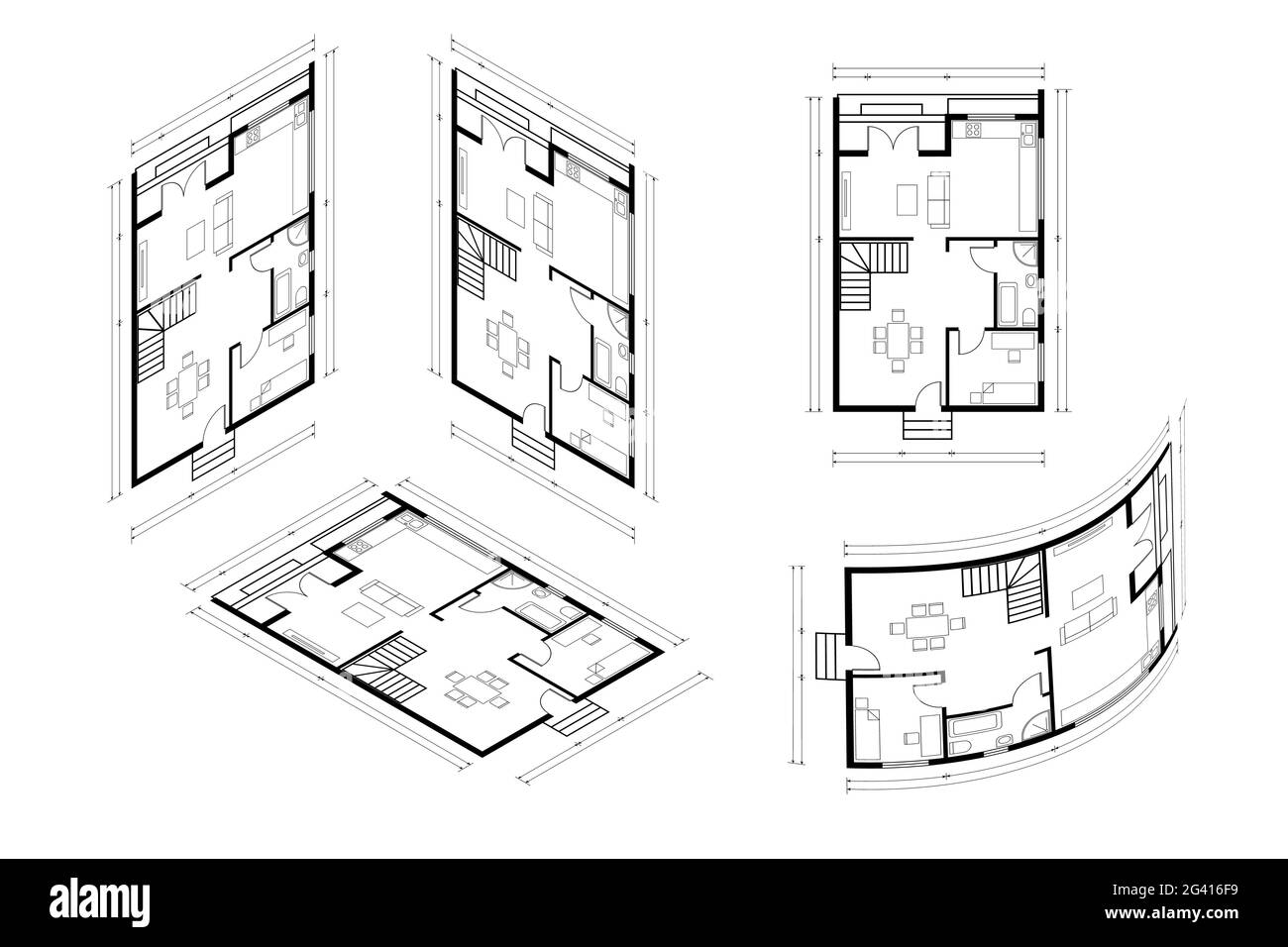 Isometric Architect Blueprint Vector Plan of Home. Blueprint House Plan ...