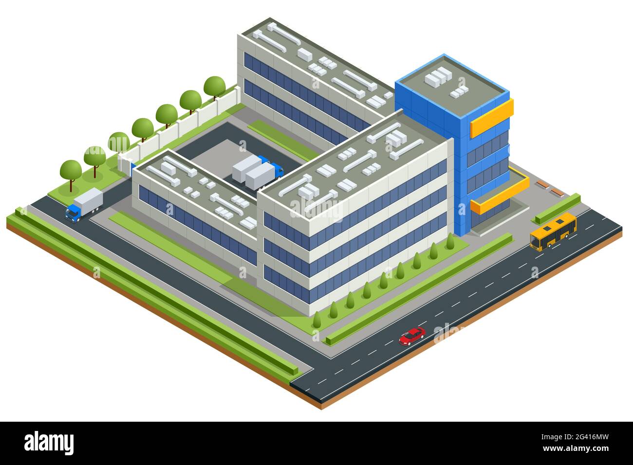 Isometric Textile industry manufacturing factory production ...