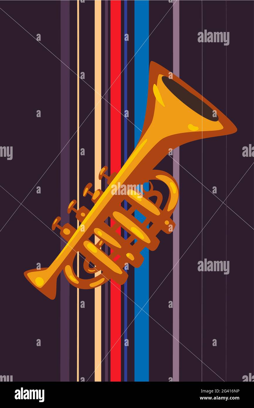 trumpet music instrument on colored banner Stock Vector Image & Art - Alamy