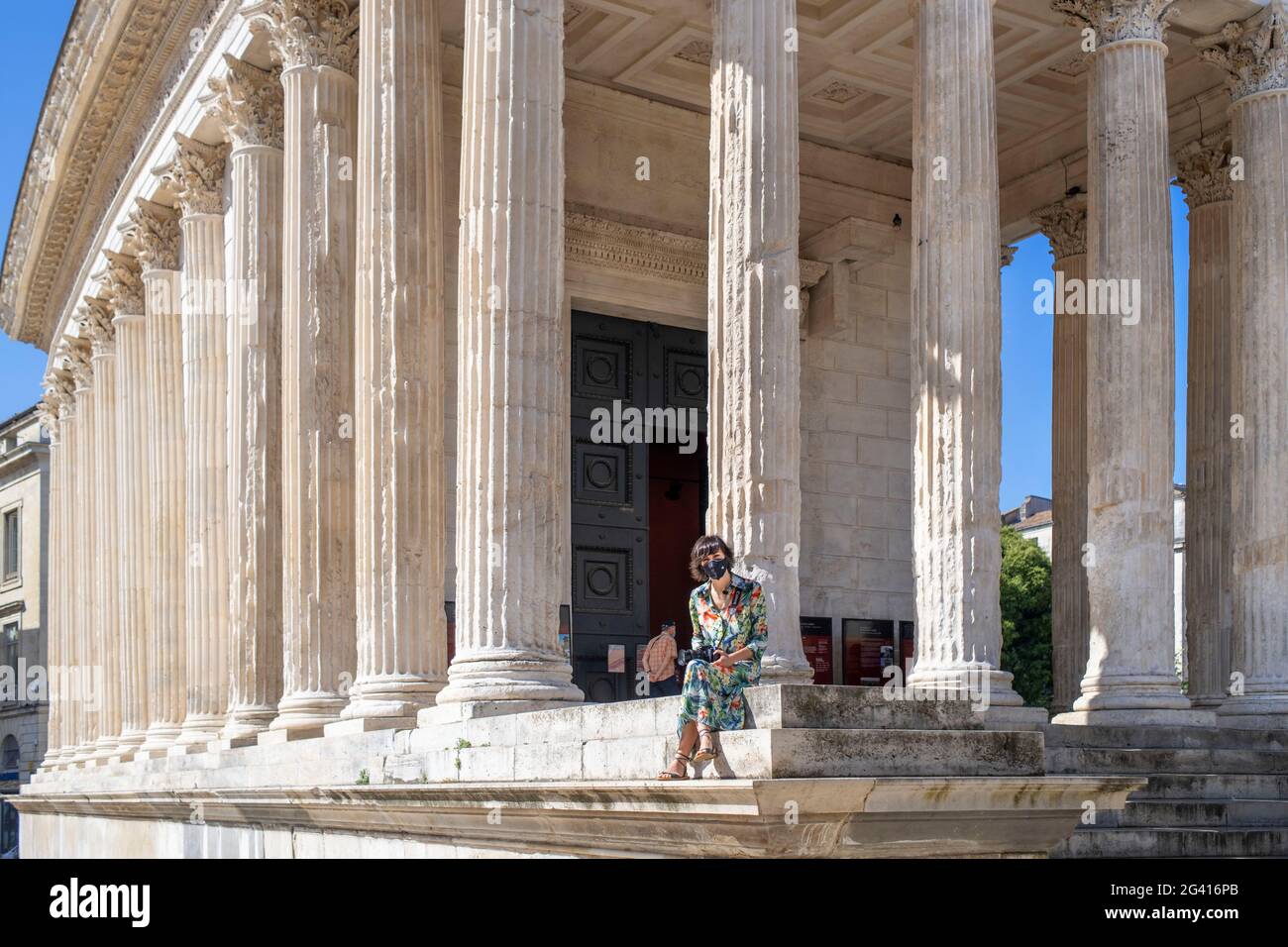 Maison Carrée, a ancient Roman temple built around 4-7 AD and dedicated ...