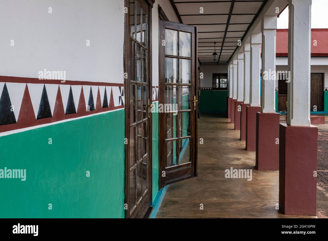Painted exterior wall at the Royal Palace Museum of King Mutara III ...