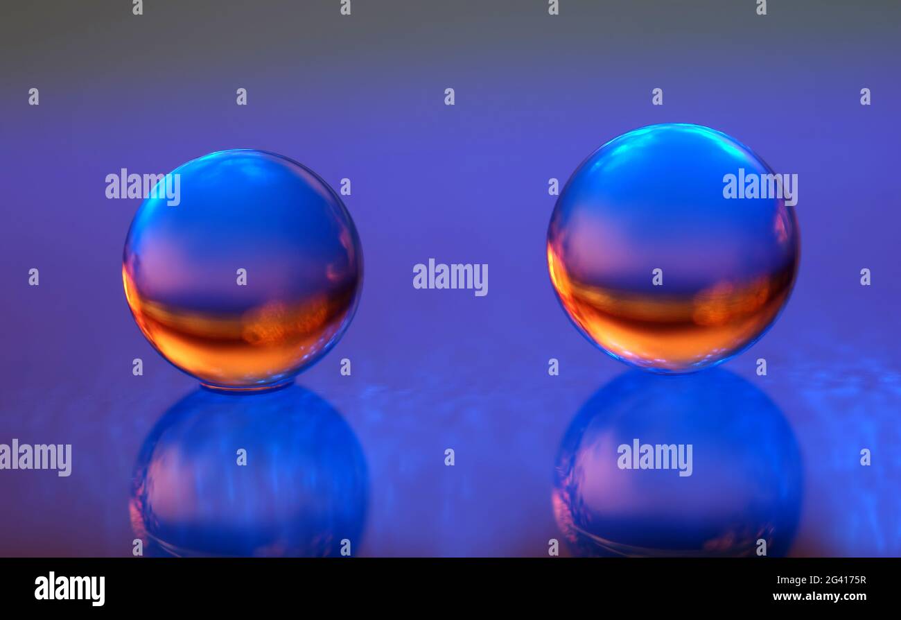 Big water drops, 3d balls on a blurry background with light effects and ...