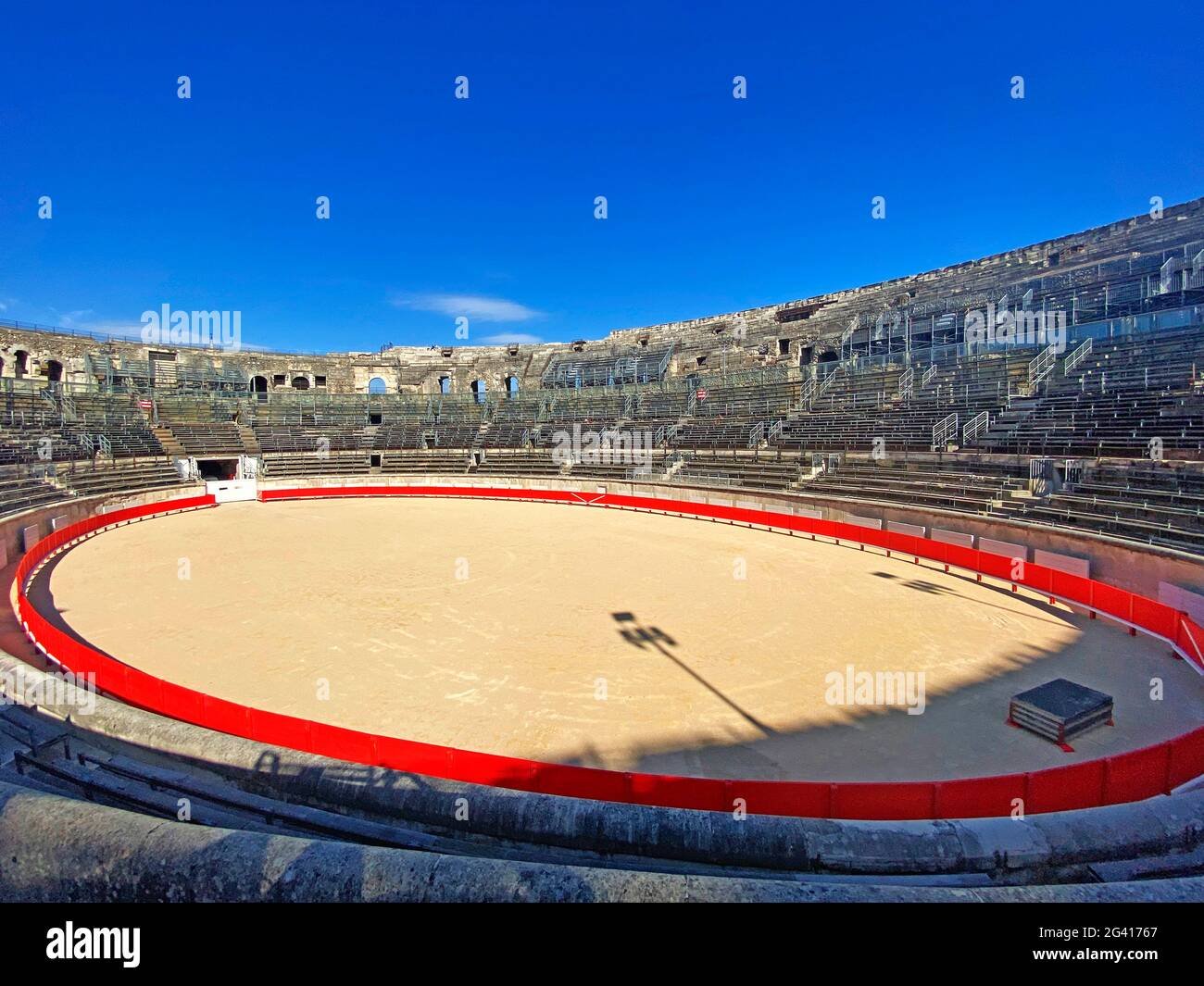 Inside The Roman amphitheatre, Arena, bullfighter stadium Nimes, Gard ...