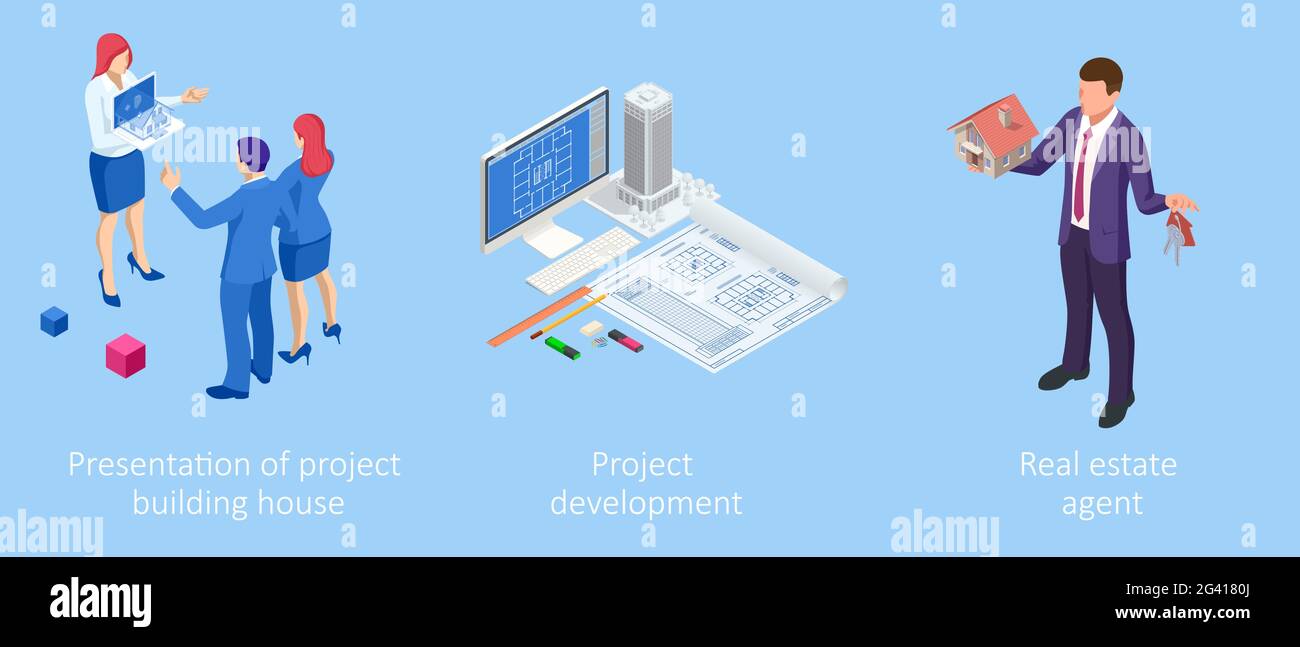 Isometric Construction Project Management. Professional Contractors and ...
