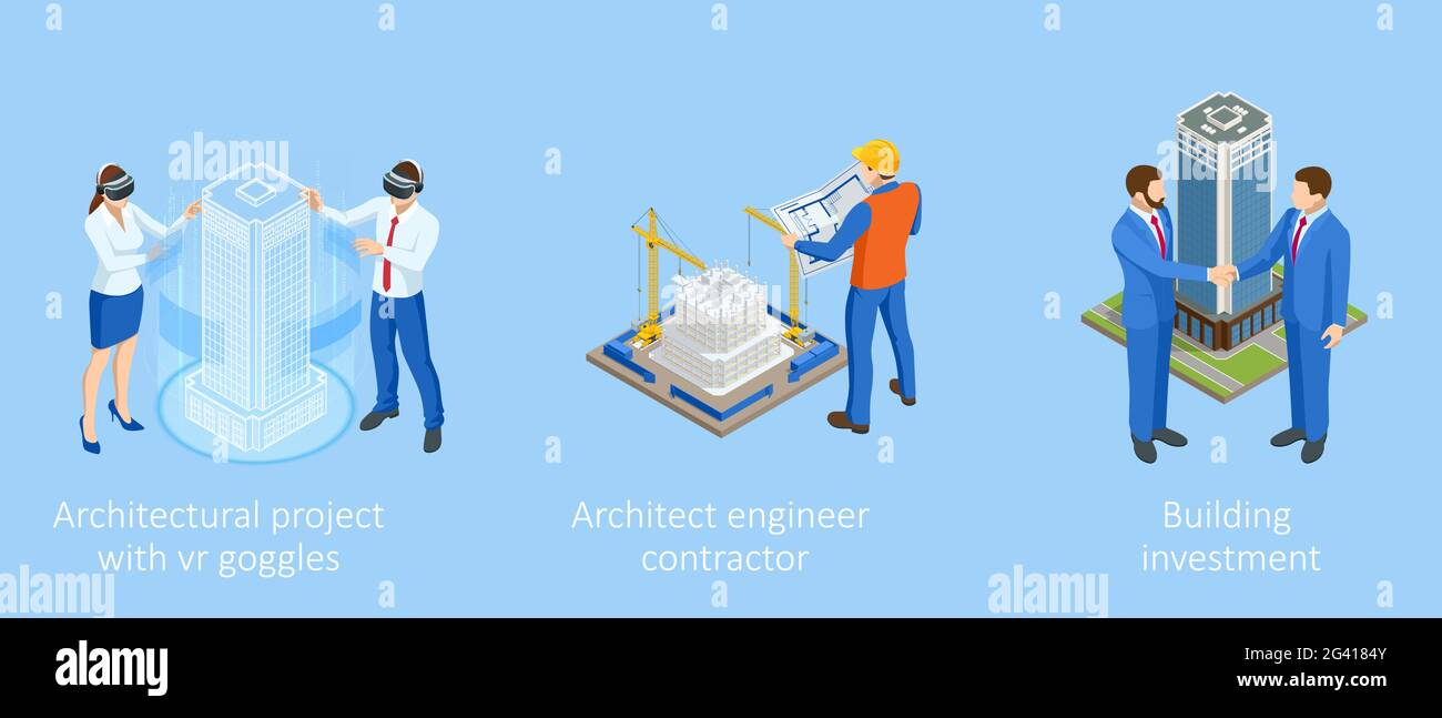 Isometric Construction Project Management. Professional Contractors and ...