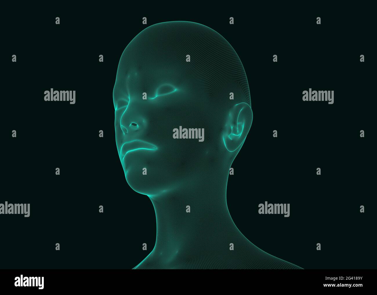 Head of woman model - 3d illustration - lateral view Stock Photo - Alamy