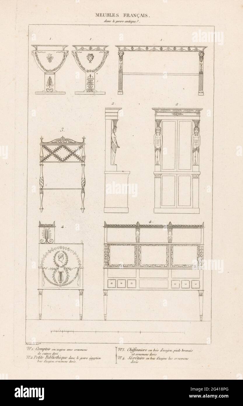 Empire furniture; Meubles Français Dans Le Genre Antique. Front and ...