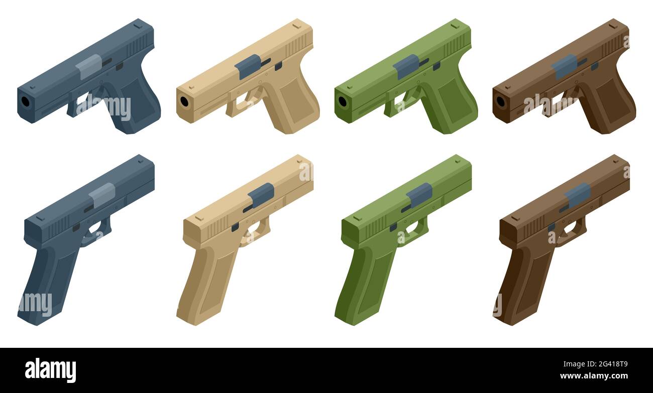 Crime gun icon isometric hi-res stock photography and images - Alamy