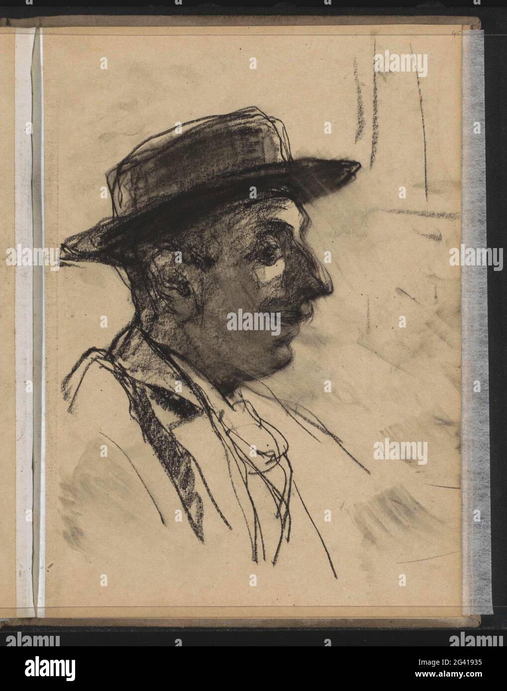 Man with hat. Page 45 From a sketchbook with 28 sheets Stock Photo - Alamy