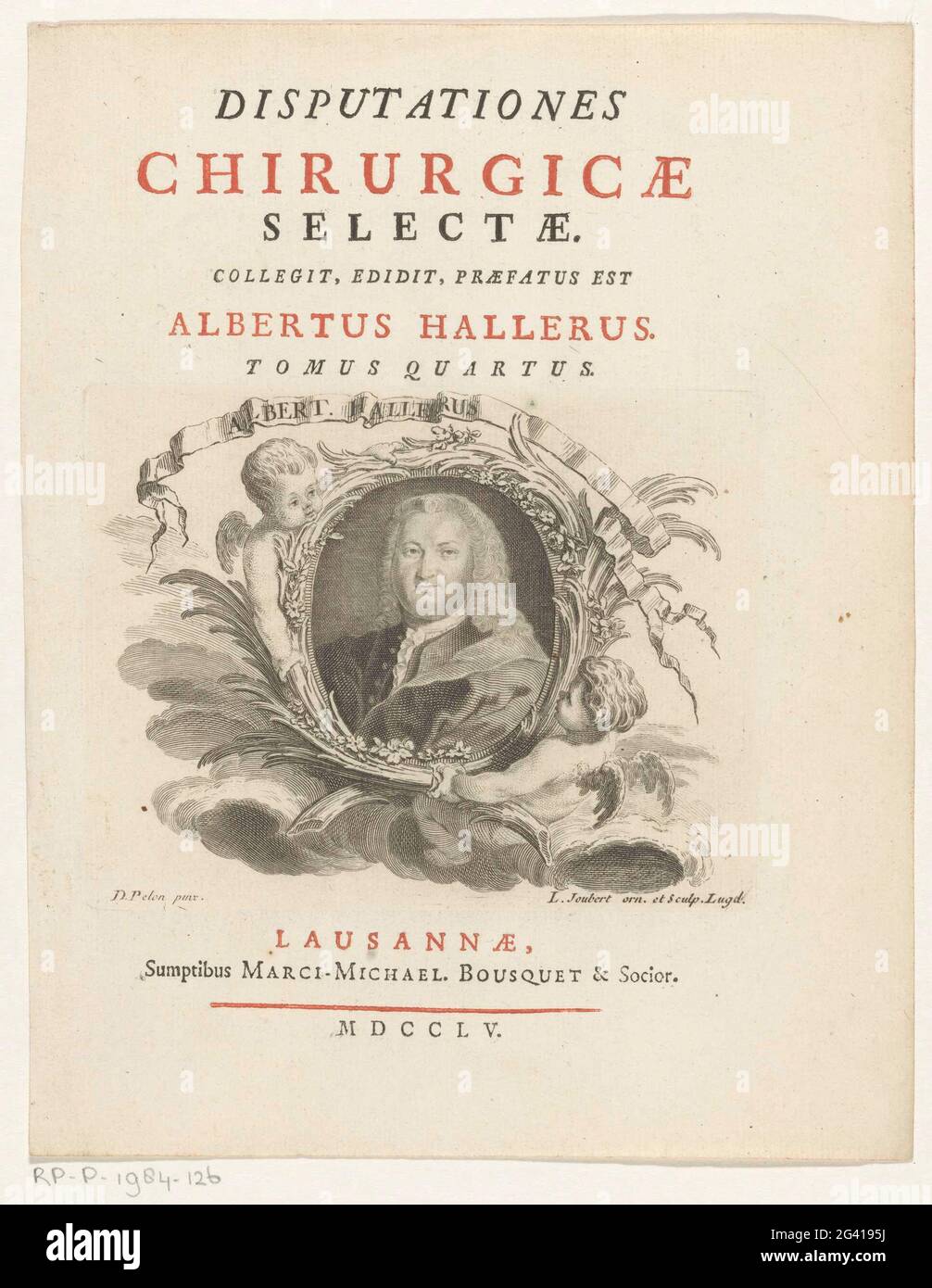 Portrait of Albrecht von Haller; Albert Hallerus; Title page for ...