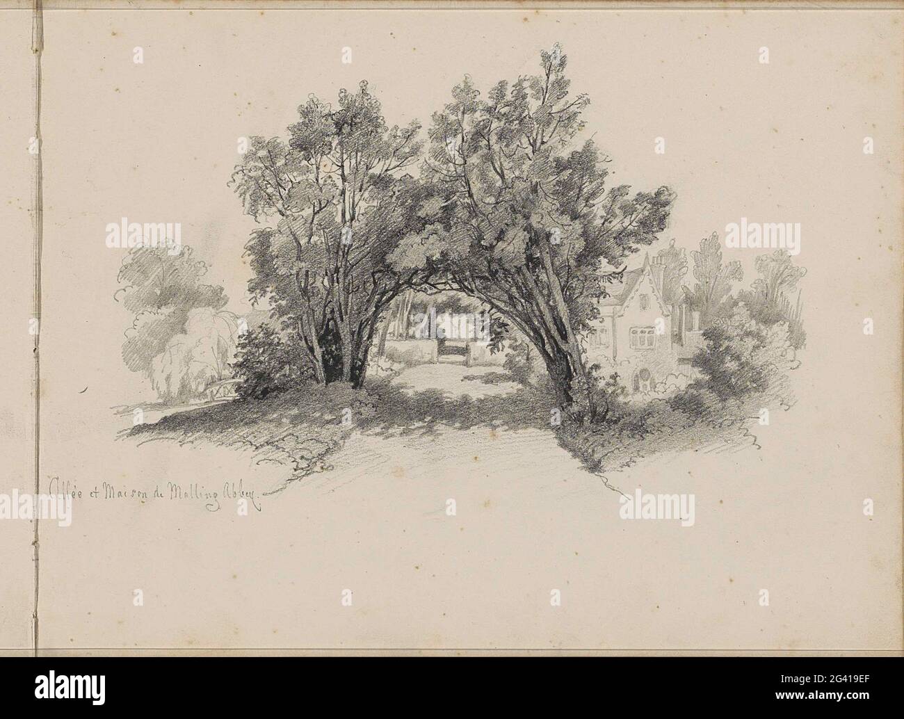Driveway and house at Malling Abbey. Leaf 30 Recto from a sketchbook ...