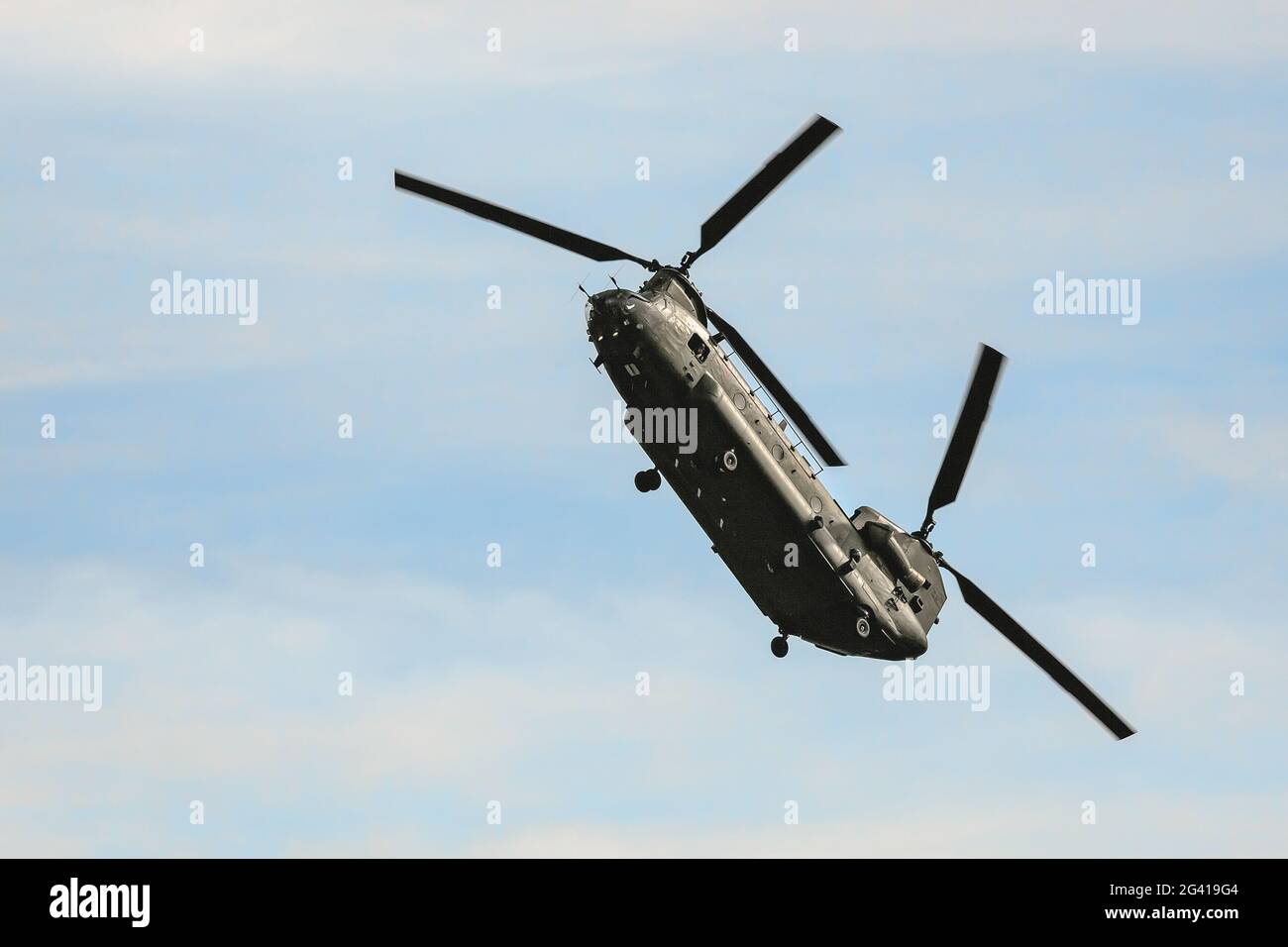 Chinook HC2 helicopter displaying at Airbourne Stock Photo - Alamy