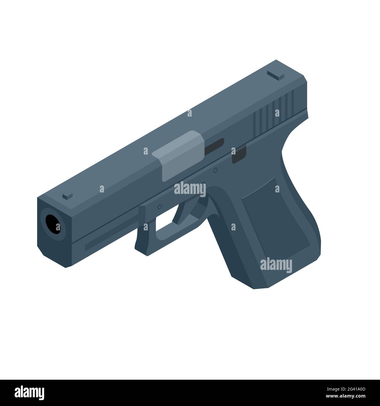 Isometric pistol isolated on white background. Weapon symbol. Gun with ...