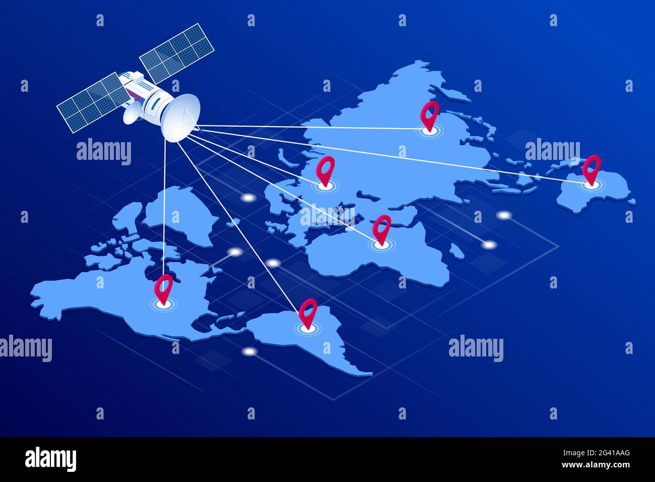 Isometric Global logistics network concept. Freight shipping. Satellite ...