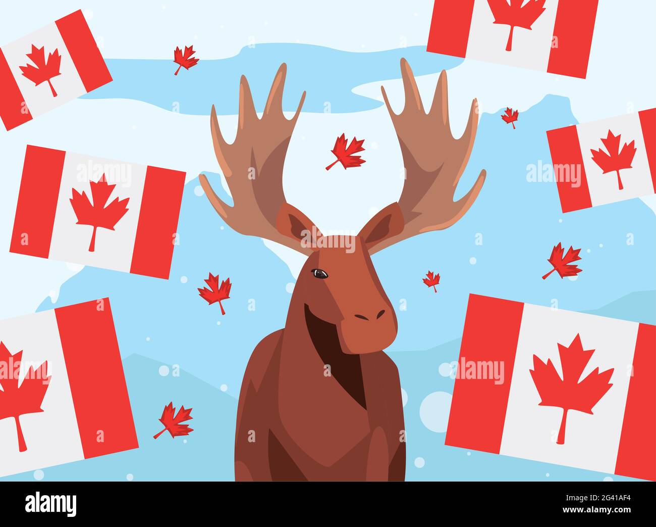Canada day with moose and flags Stock Vector Image & Art - Alamy