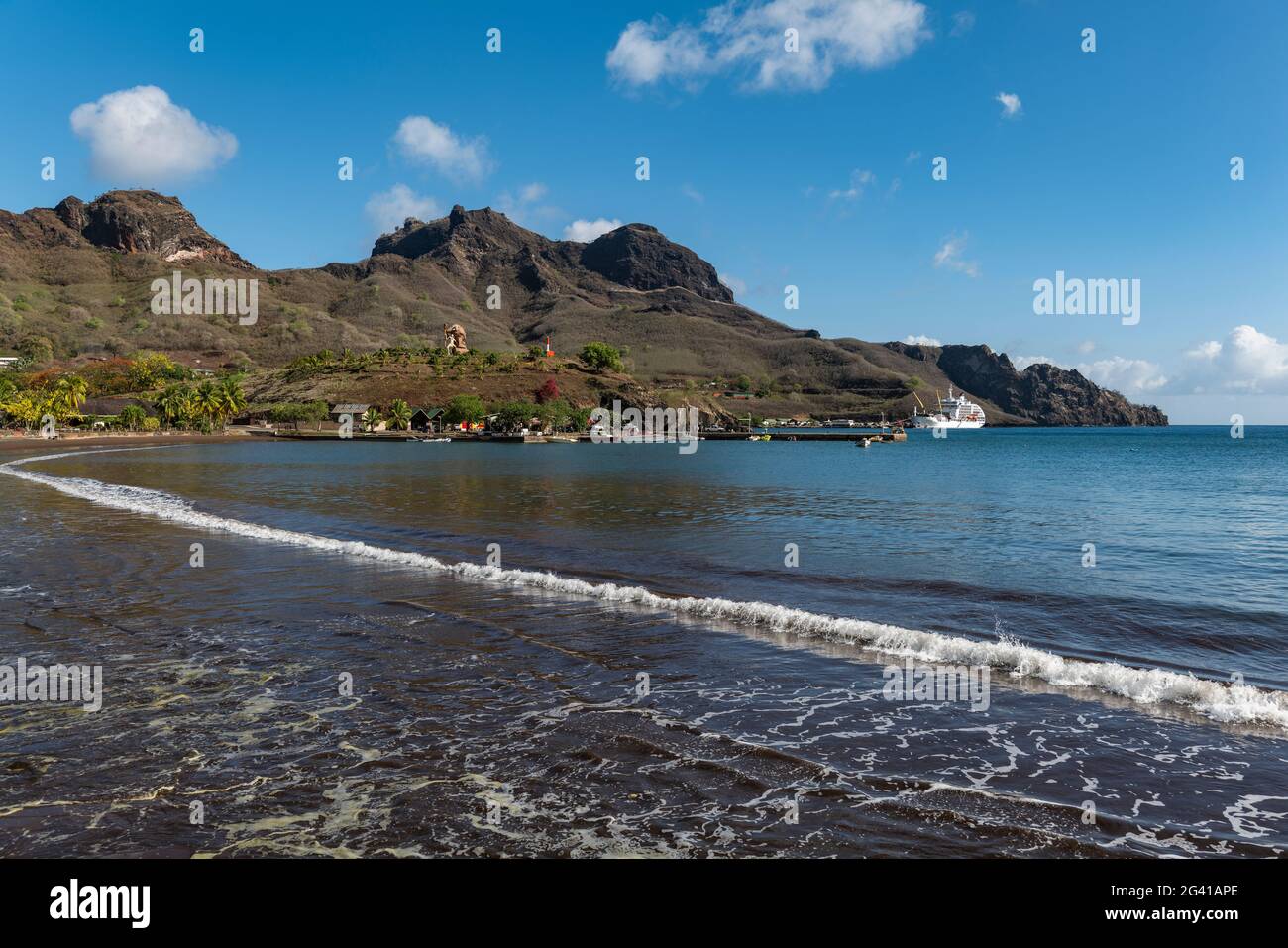 Black Sand Beach With Passenger Cargo Ship Aranui 5 Aranui Cruises On