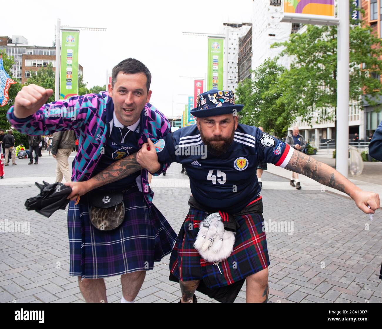 London, UK. 18th June, 2021. Scotland fans excited prior to the UEFA ...