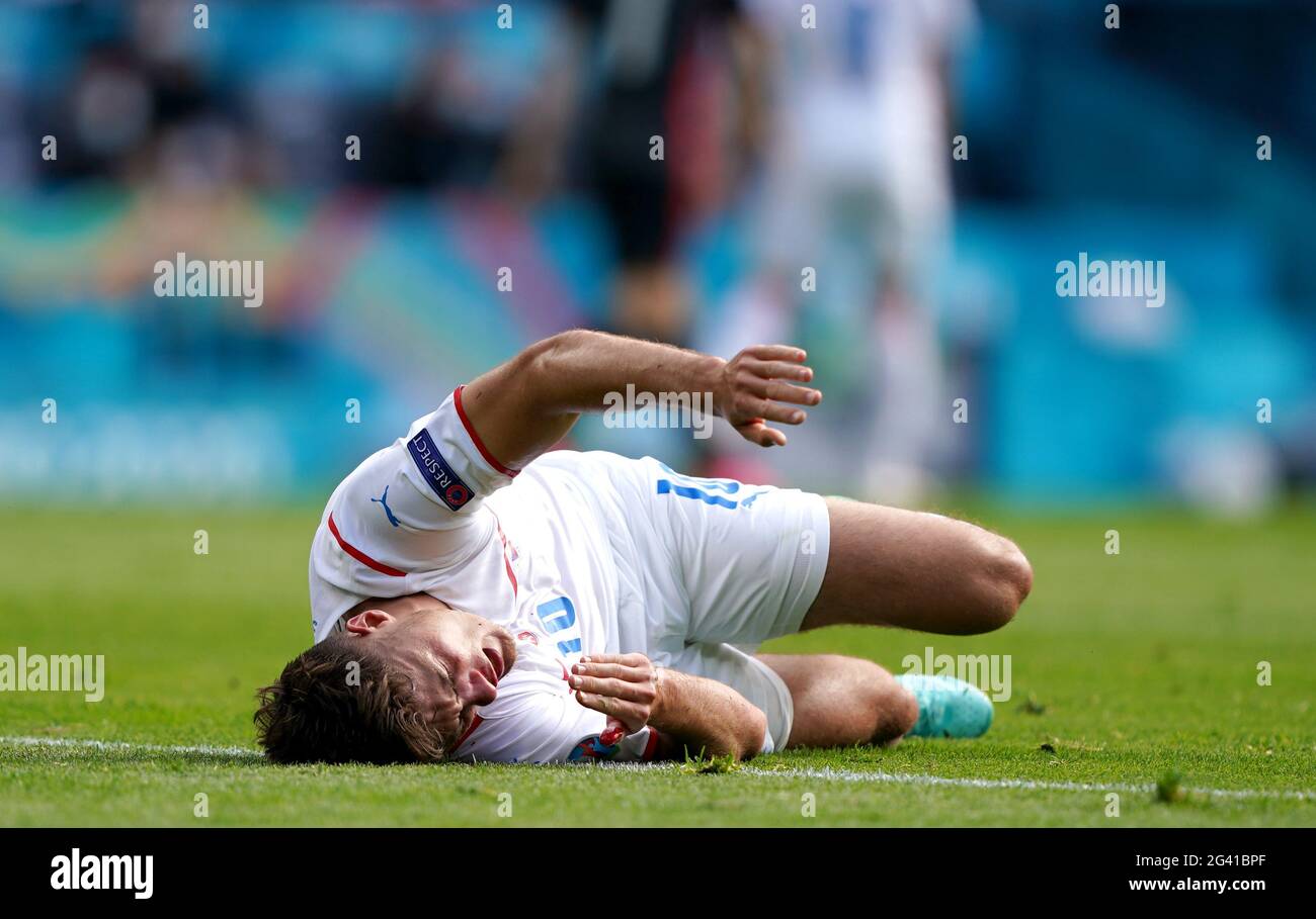 Czech Republic's Patrik Schick reacts injured during the UEFA Euro 2020 ...