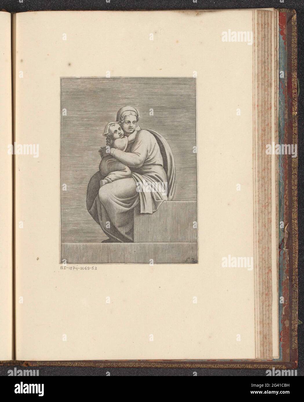 Sitting woman with child; Paintings in the Sixtin Chapel. Figures from ...
