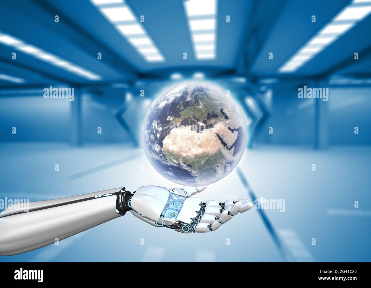 Humanoid Robot Globe Stock Photo - Alamy