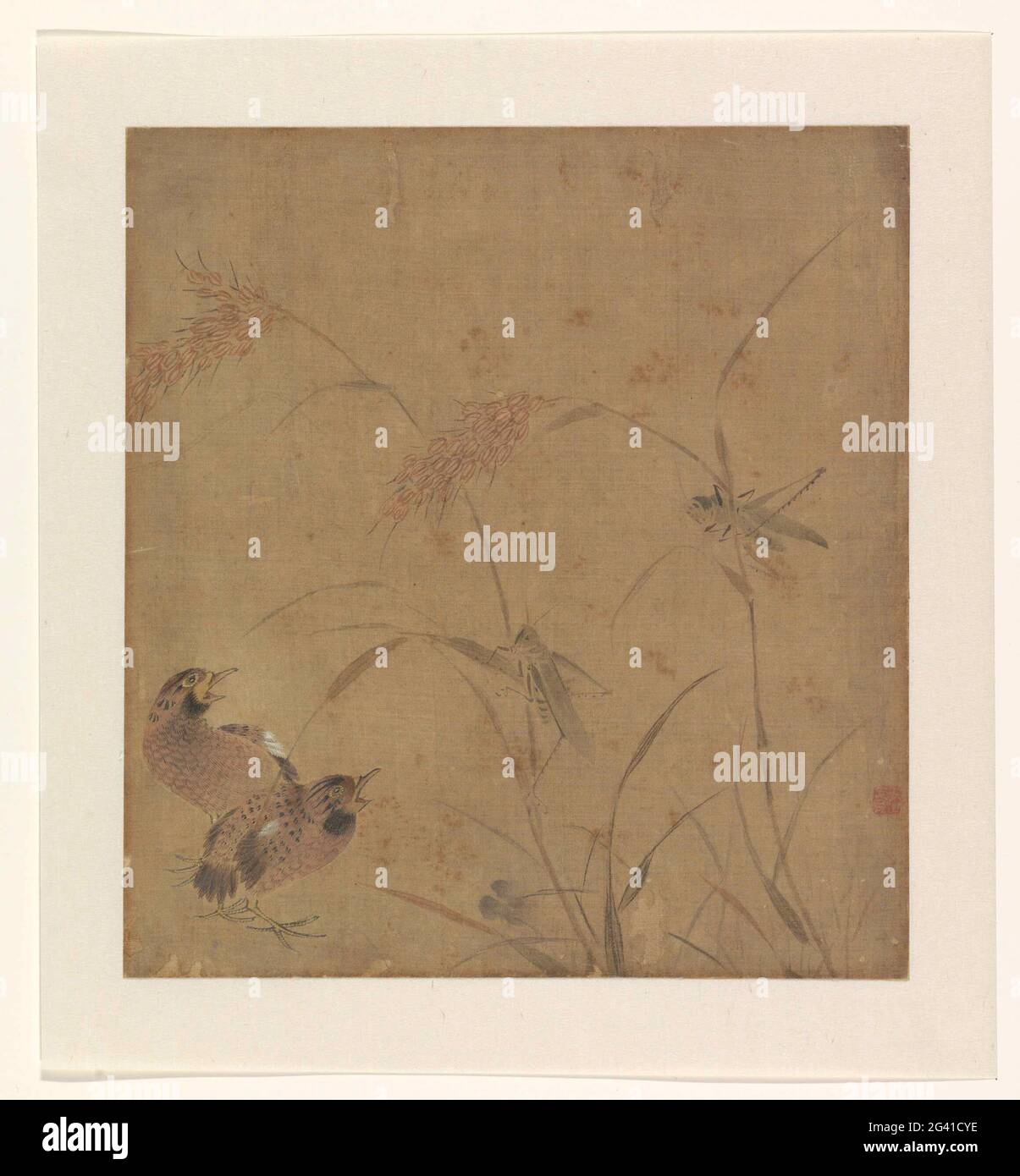Painting with a representation of quail at Gierst Steengels with ...
