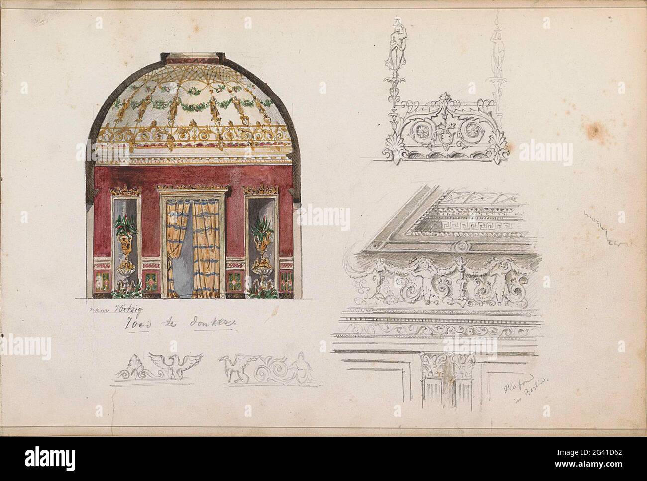 Interior with dome, a cassette ceiling in Berlin and decorations for a ...