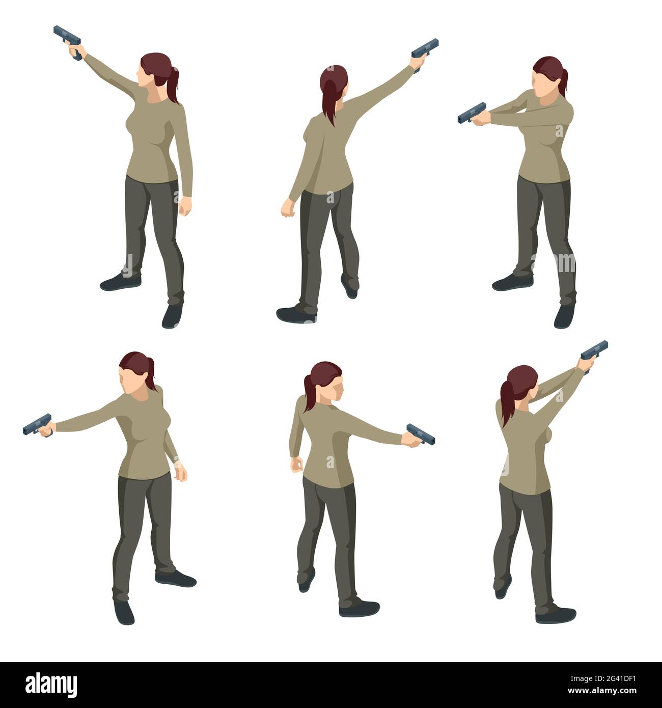 Silhouette woman pointing a gun hi-res stock photography and images - Alamy