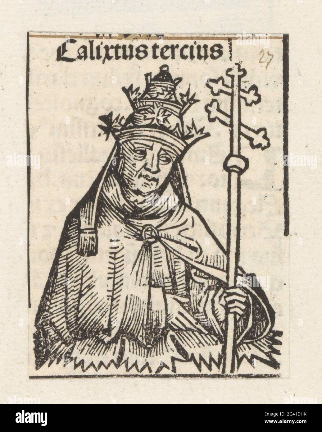 Pope Calixtus III; Calixtus Tercius; Liber chronicarum. A flower celk ...