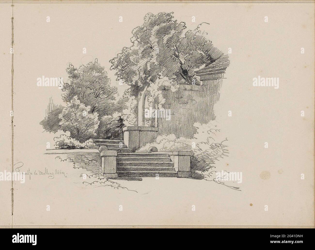 Stairs at Malling Abbey. Leaf 29 Recto from a sketchbook with 52 sheets ...