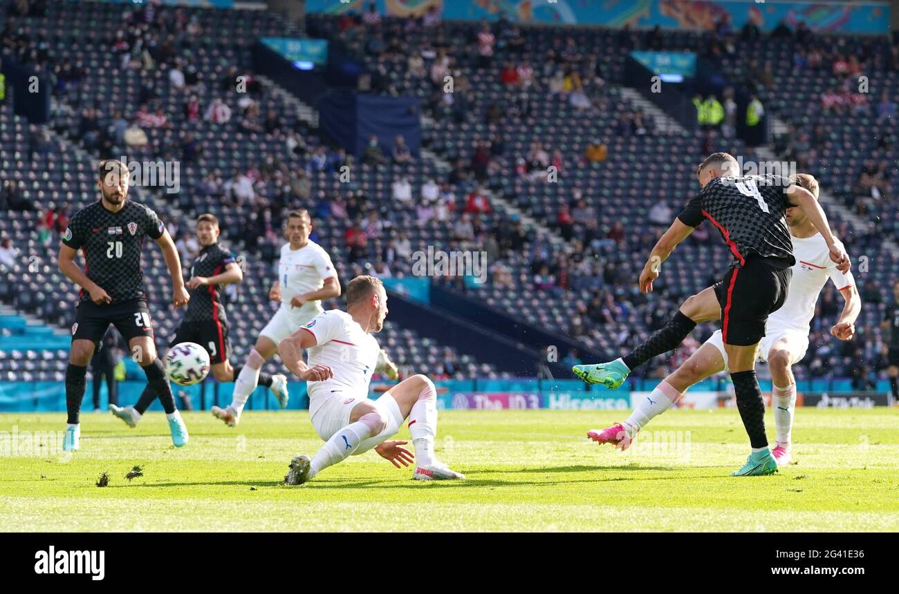 Croatia's Ivan Perisic scores their side's first goal of the game ...