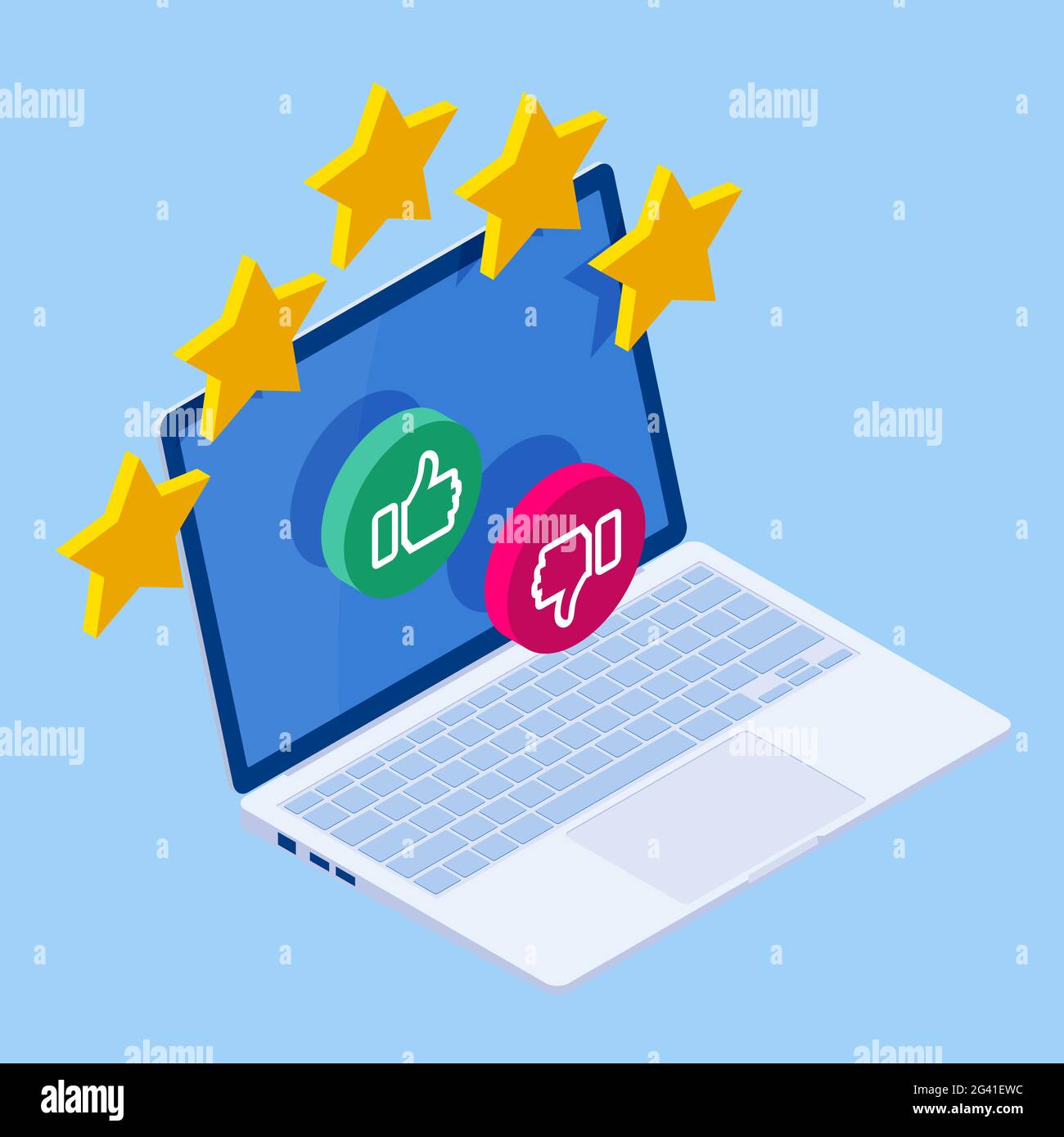 Isometric customer review or feedback concept. Online survey of ...