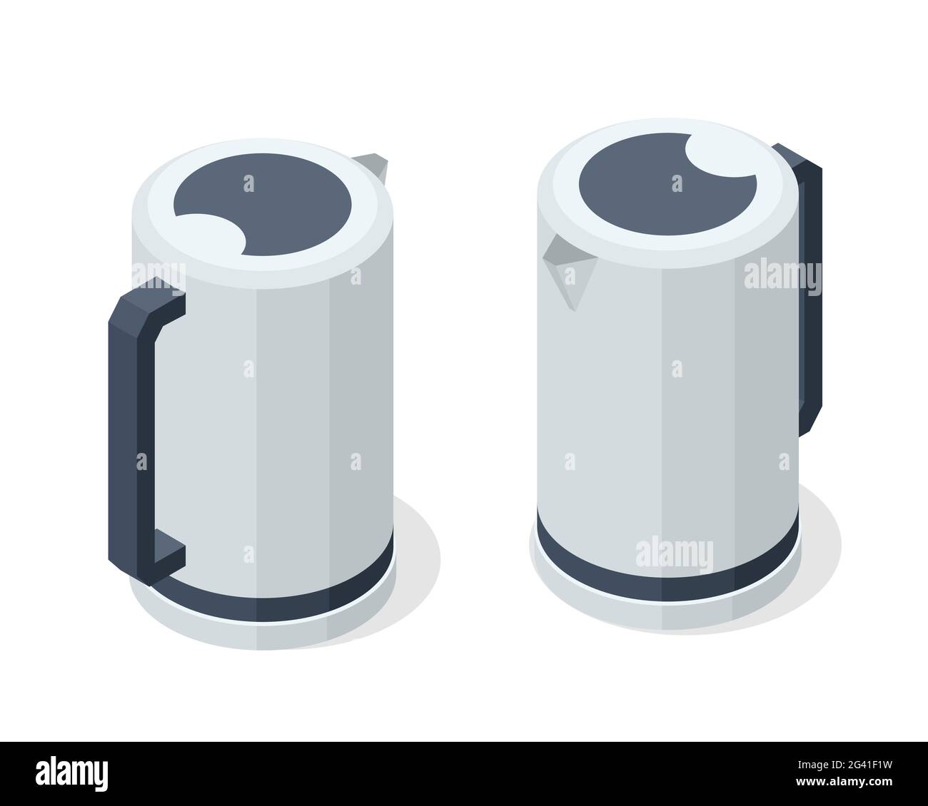 Isometric Electric Kettle front and back view in vector design. Kitchen ...