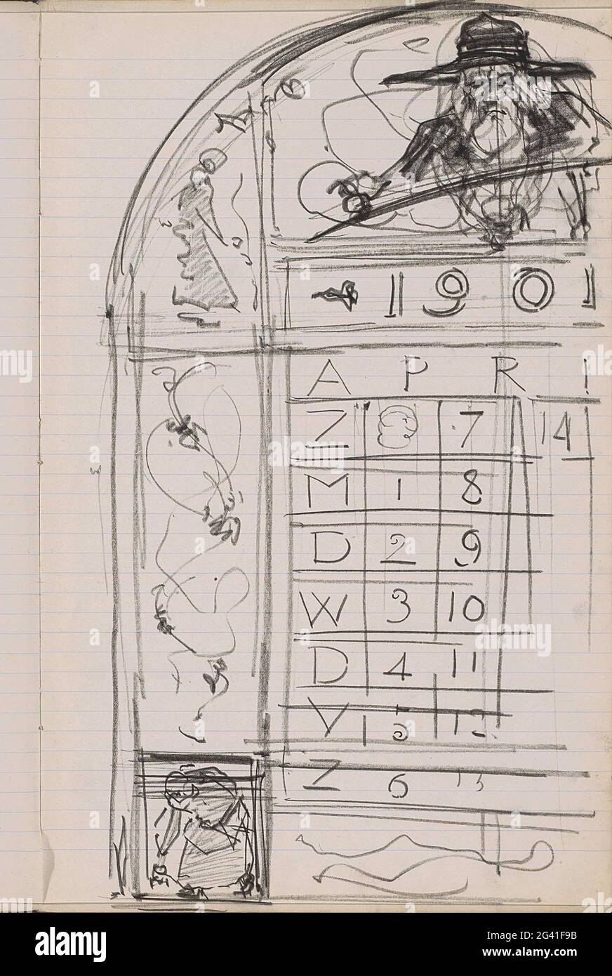 Design for a calendar. Leaf 4 Recto from a sketchbook with 79 sheets ...