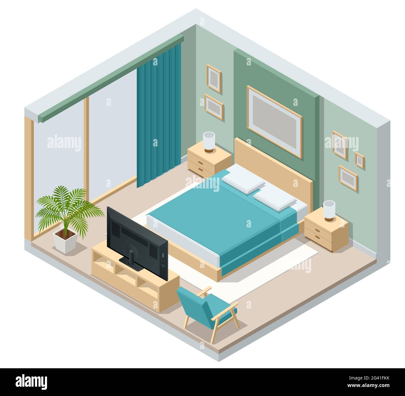 Isometric two floor house hi-res stock photography and images - Alamy