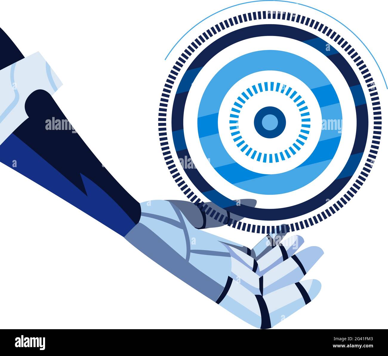 Robot arm with cyber circles on white background Stock Vector Image ...