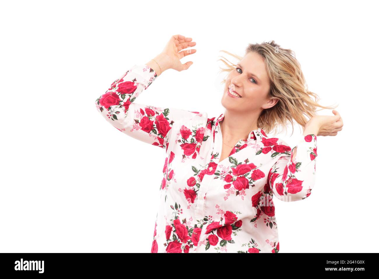 Happy woman dance on Cut Out Stock Images & Pictures - Alamy