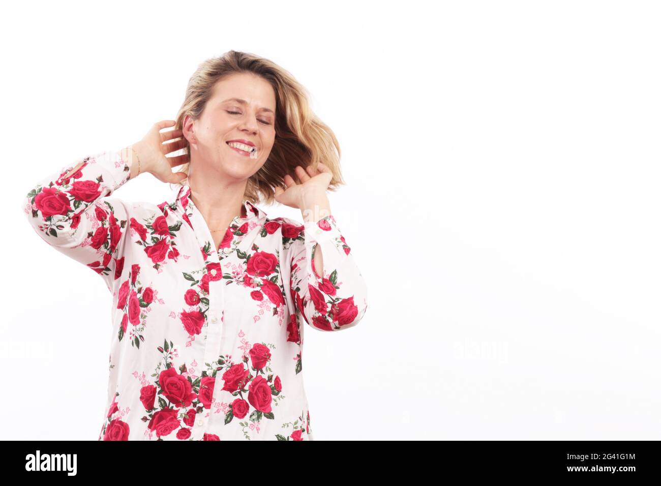 Happy woman dance on Cut Out Stock Images & Pictures - Alamy