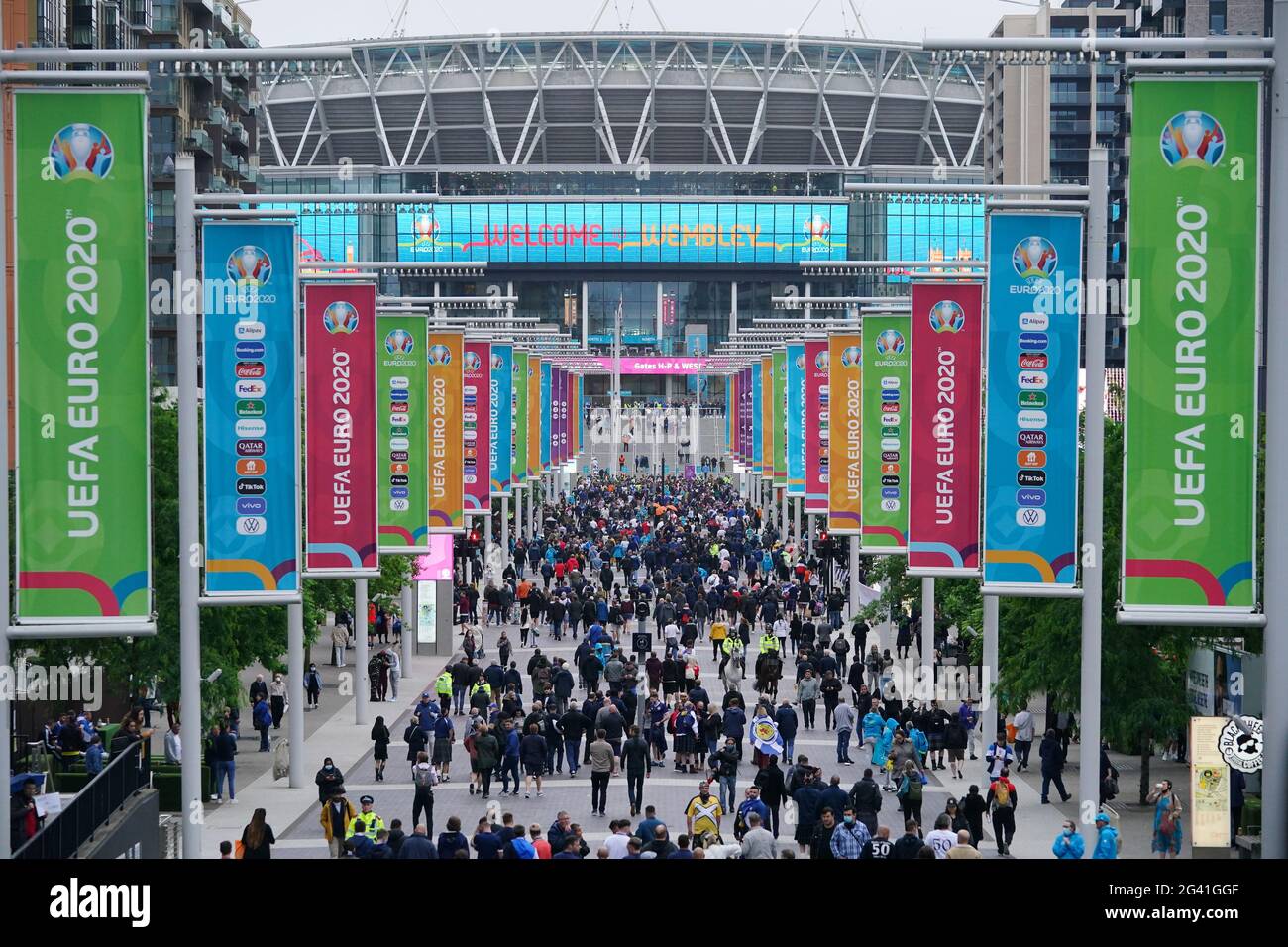 England fans outside Wembley Stadium ahead of the UEFA Euro 2020 Group ...
