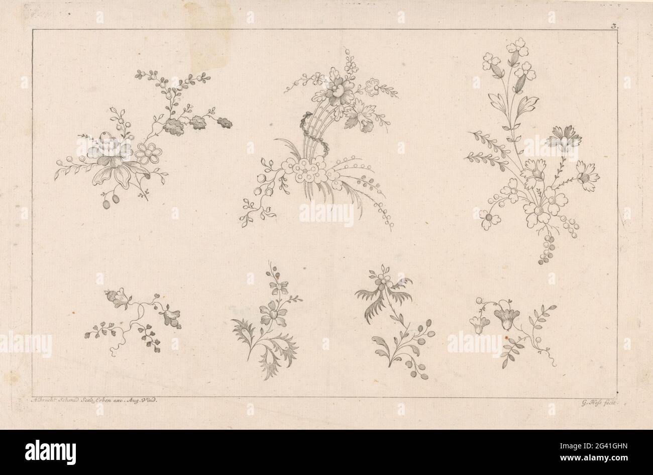 Flowers; 2. Theil. All kinds of Bouquets Blumen Und Streifen. Designs ...