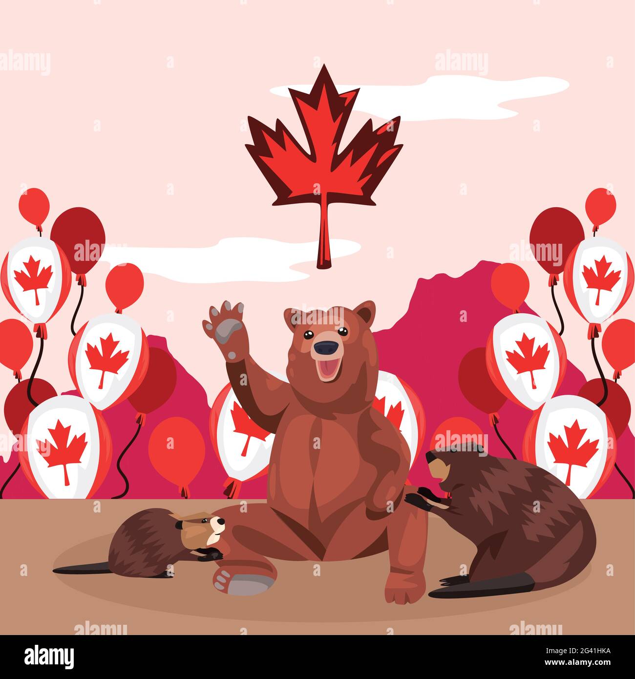 Canada day celebration bear and beavers Stock Vector Image & Art - Alamy