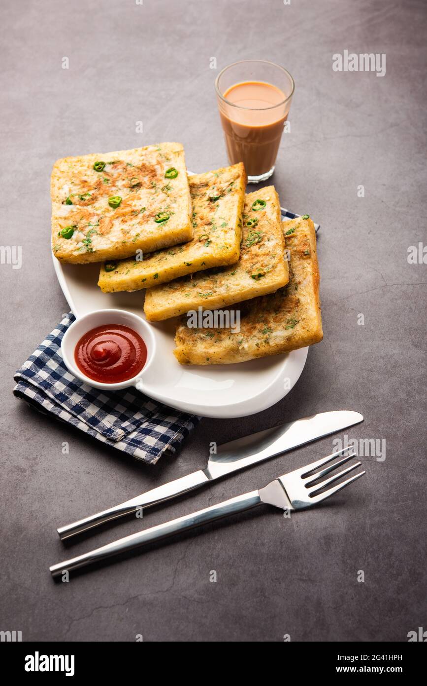 Bread Omelette is a quick and easy breakfast from India. Fresh bread ...