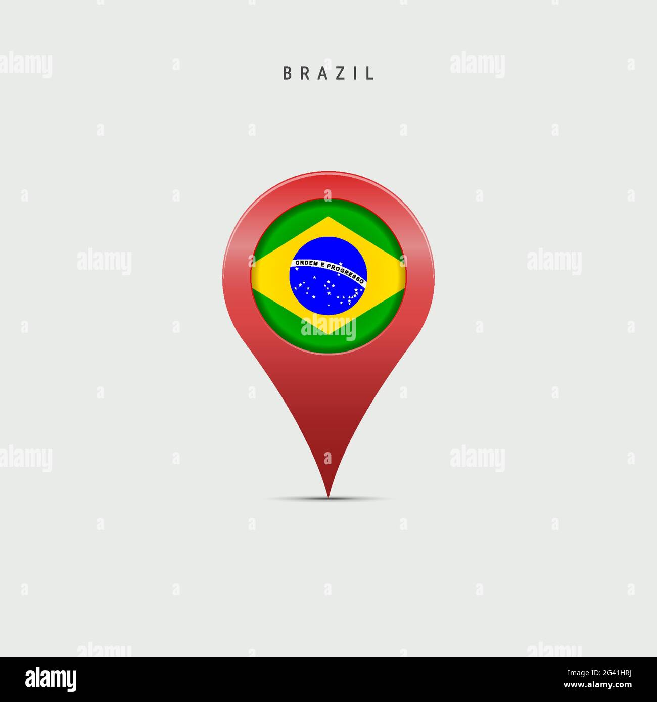 Teardrop map marker with flag of Brazil. Brazilian flag inserted in the ...