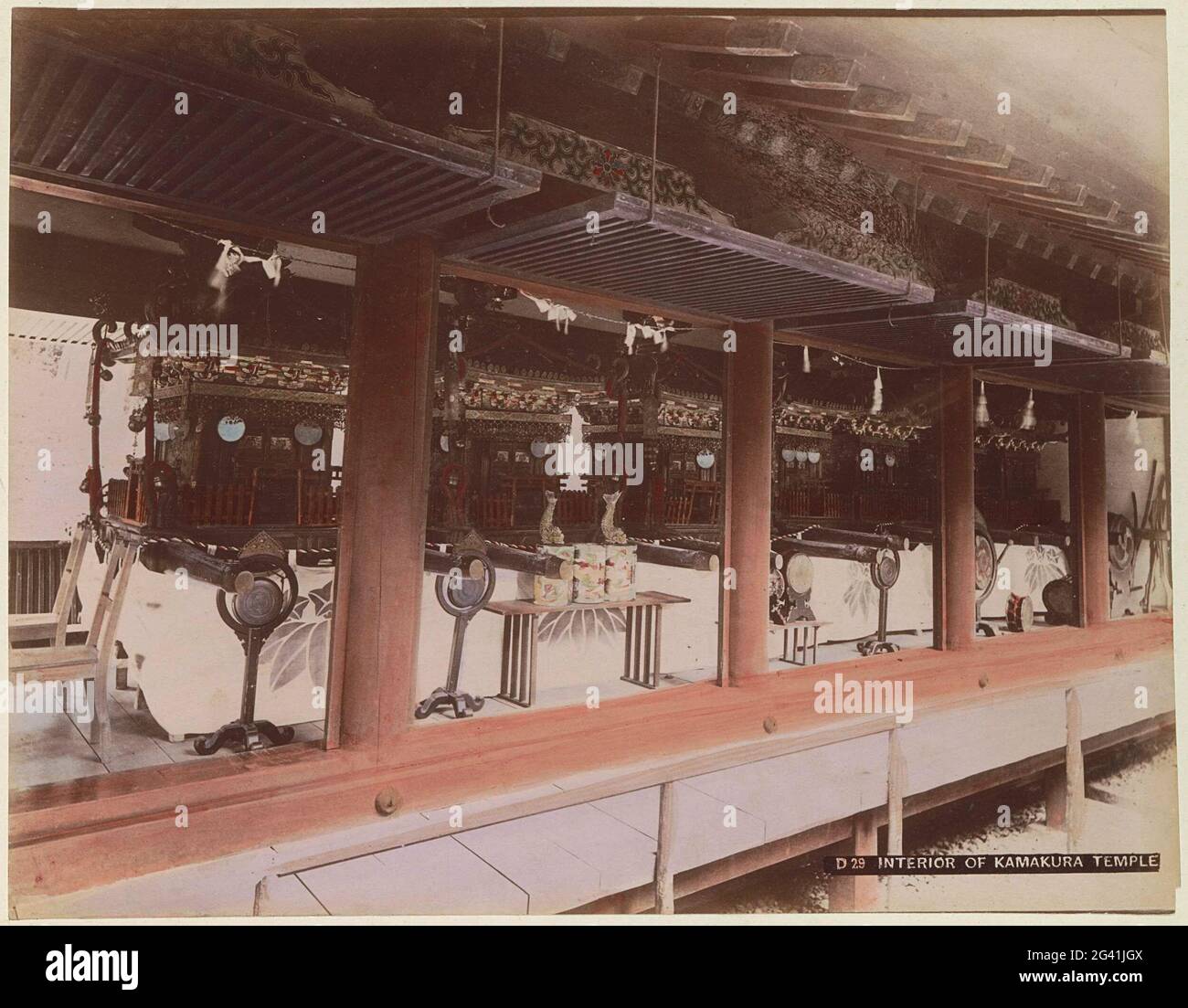 Interior of a temple in Kamakura; Interior of Kamakura Temple. Part of ...