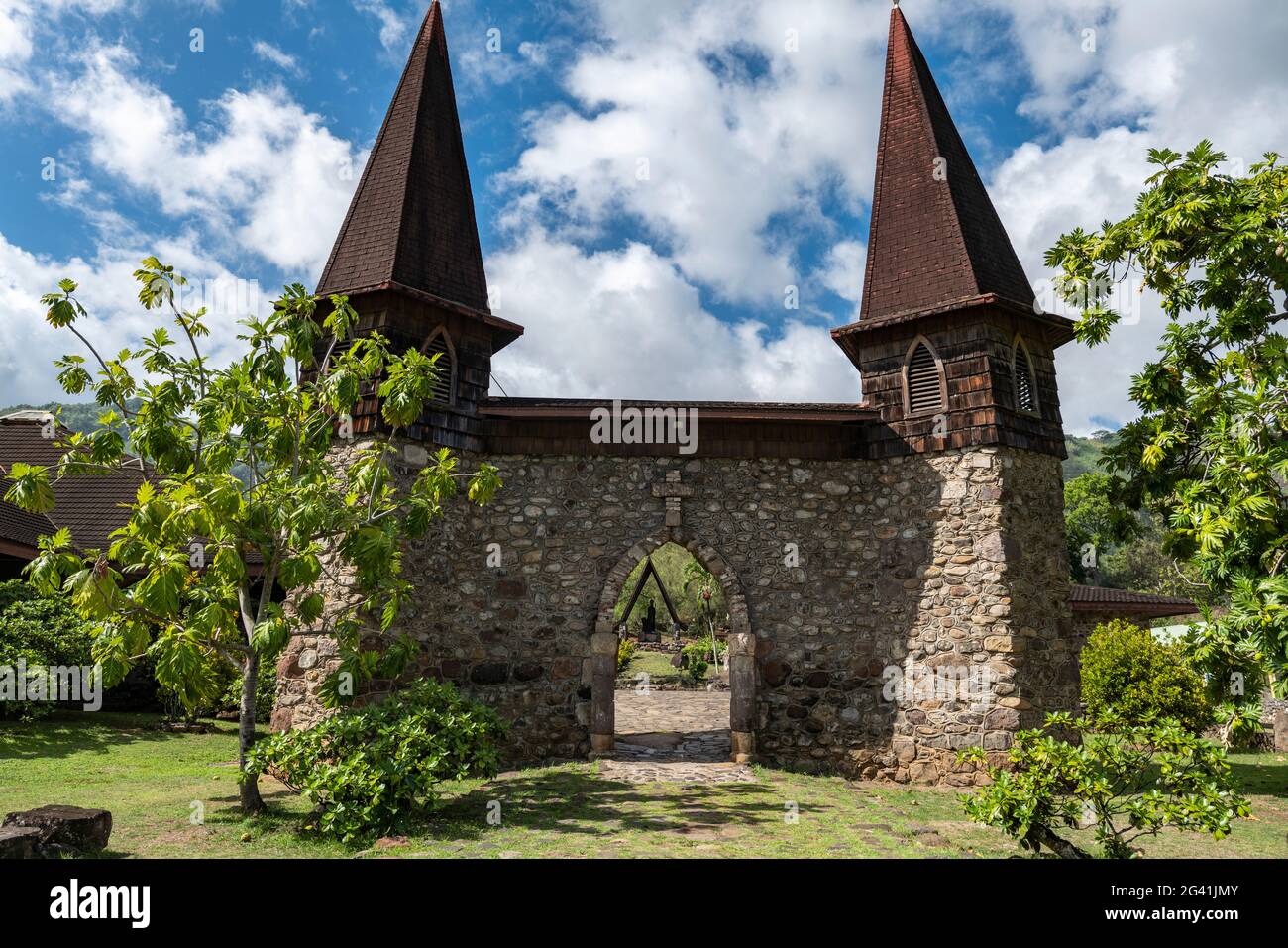 Notre Dame Cathedral, Taiohae, Nuku Hiva, Marquesas Islands, French ...