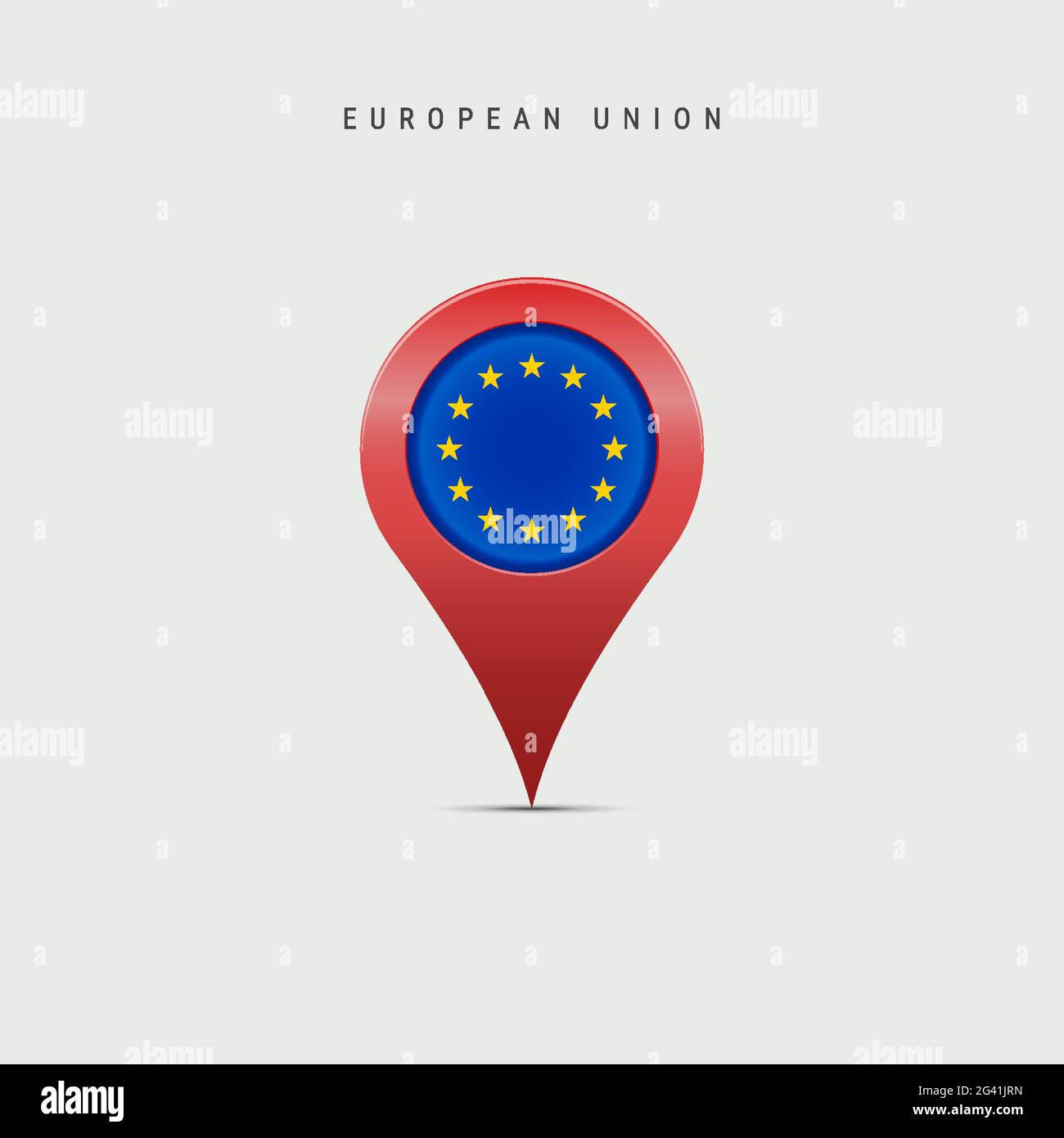 Teardrop map marker with flag of European Union. EU flag inserted in ...