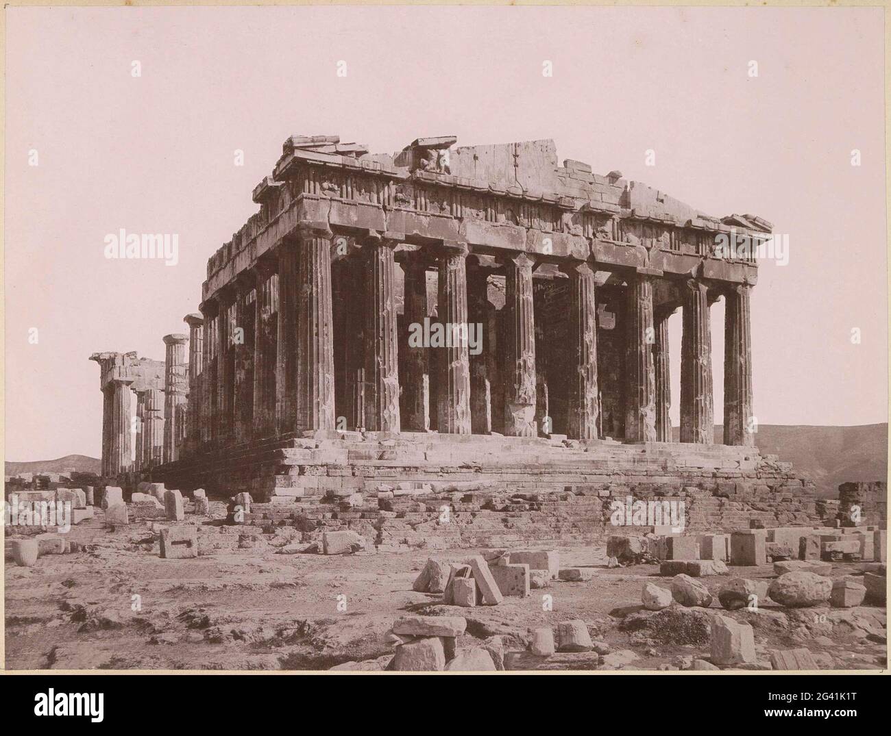 Parthenon on the Acropolis in Athens (west side). Part of travel album ...