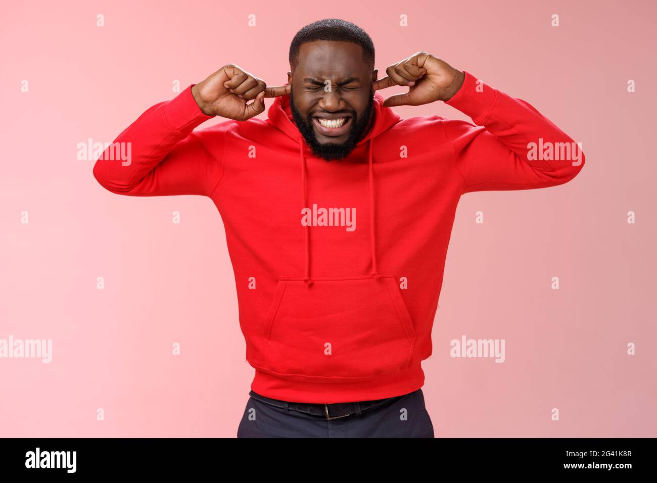 Annoyed bothered uncomfortable young african-american pressured and ...