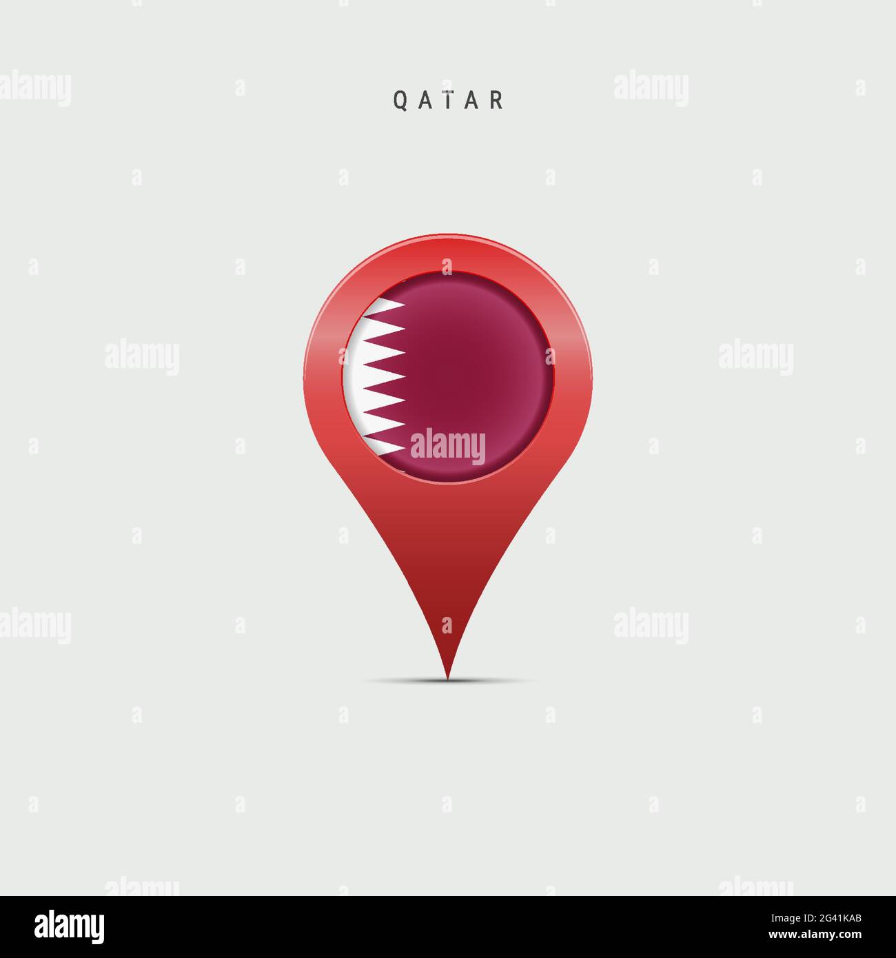 Teardrop map marker with flag of Qatar. Qatari flag inserted in the location map pin. Vector ...