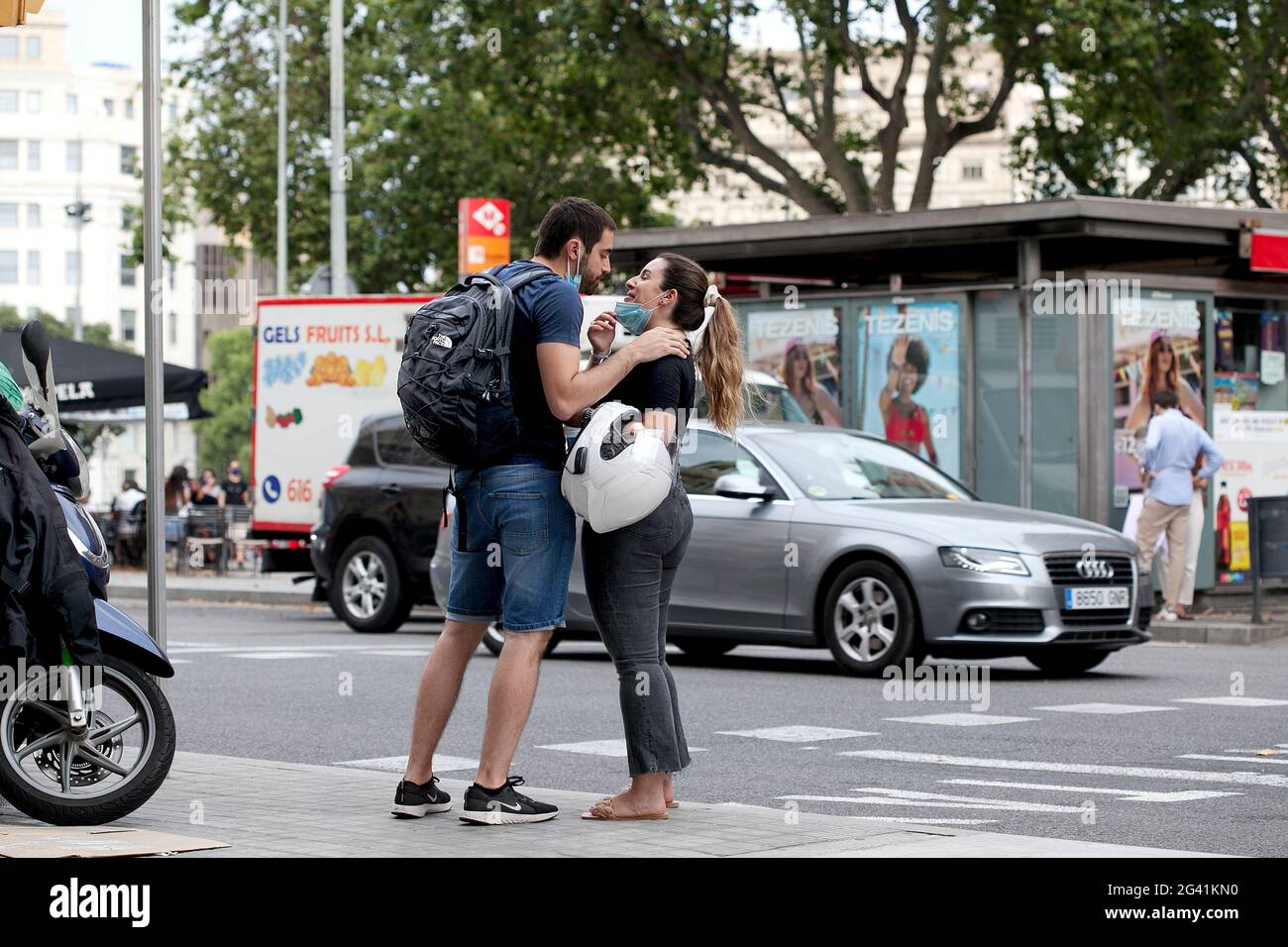 Young man saying goodbye to his girlfriend Stock Photo - Alamy